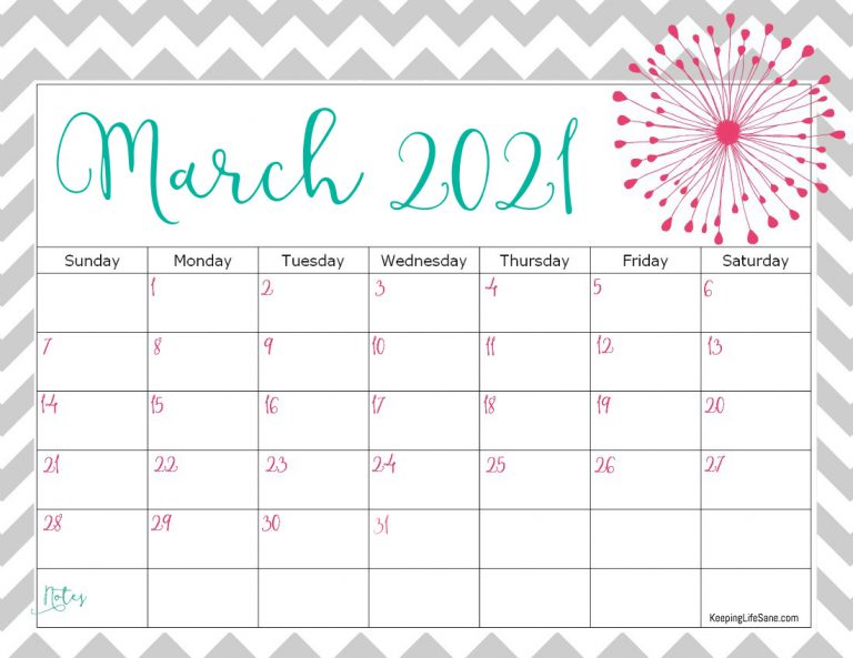 Cute Printable 2021 Calendar {for FREE} - Keeping Life Sane