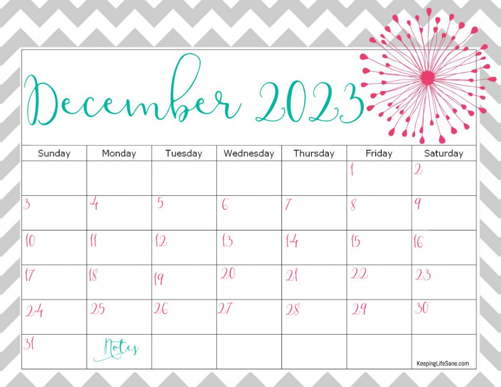 Free Printable Calendar 2023 - Keeping Life Sane
